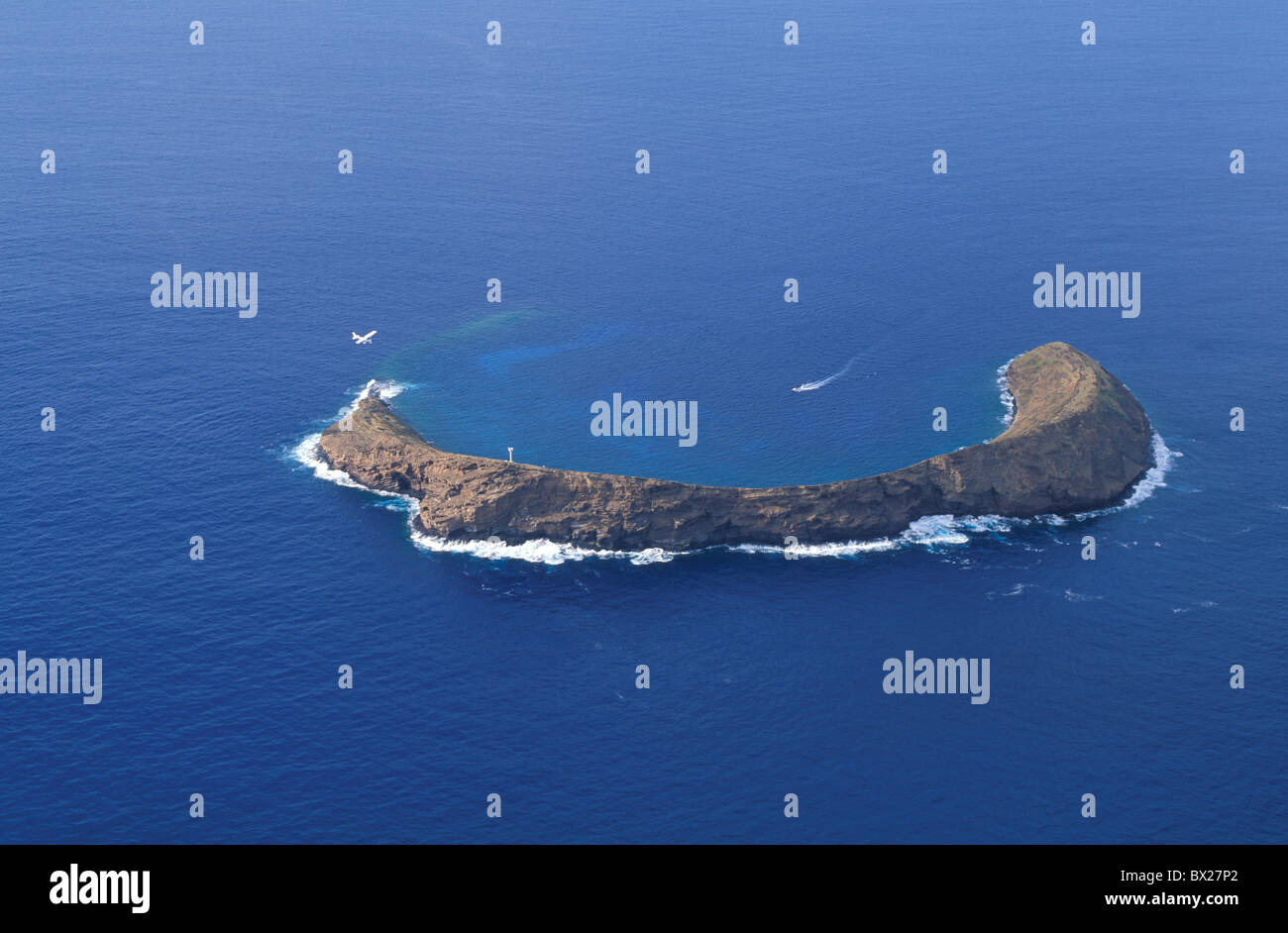 island isle Molokini Island aerial photo aerial view volcano crater ...