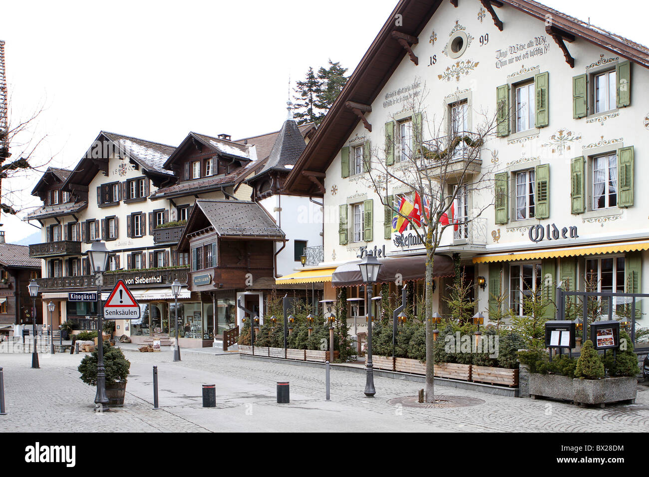 Pedestrian street through Gstaad, Switzerland Stock Photo - Alamy