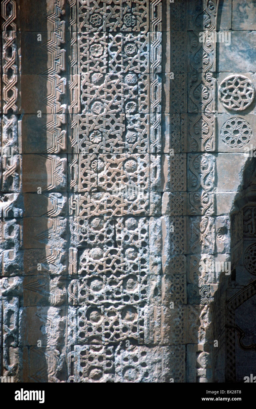 detail of geometric stone carving, Sultan Han near Aksaray, Turkey ...