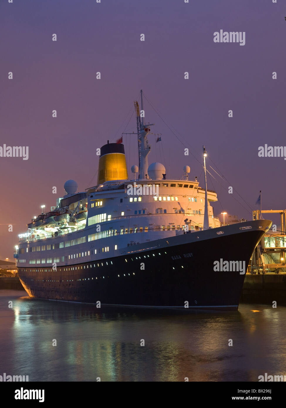 Cruise ship Saga Ruby berthed in Southampton Hampshire England UK early ...