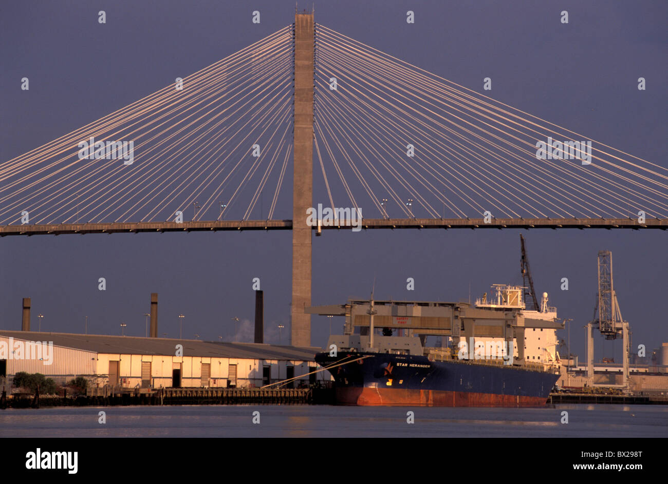 America Georgia Savannah Savannah river bridge United States USA ...