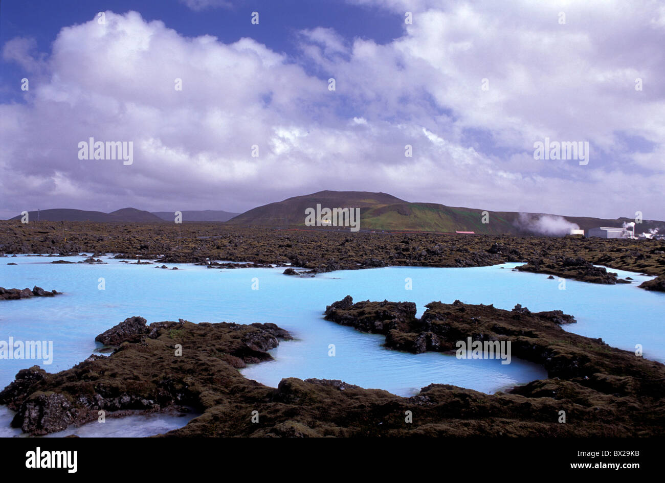 Iceland Europe Arctic Little blue lake blue lagoon landscape hot ...