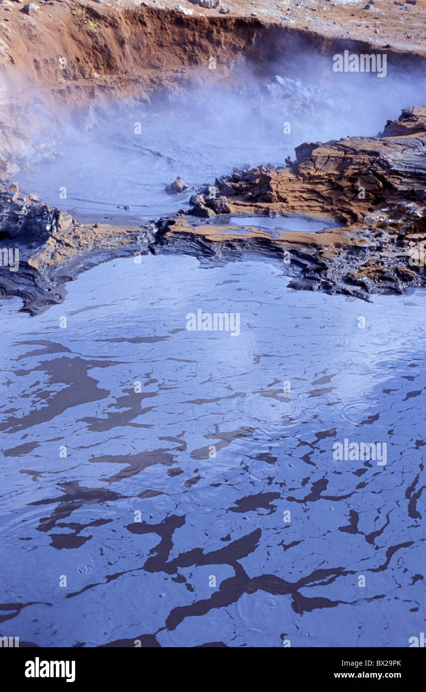 Iceland Europe Arctic Mud pool Hverarond Thermal Area Vertical hot ...
