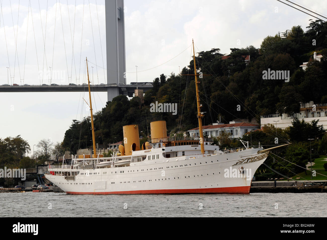 Cruise ship MV Savarona, viewed from the Bosphorus, Istanbul, Turkey ...