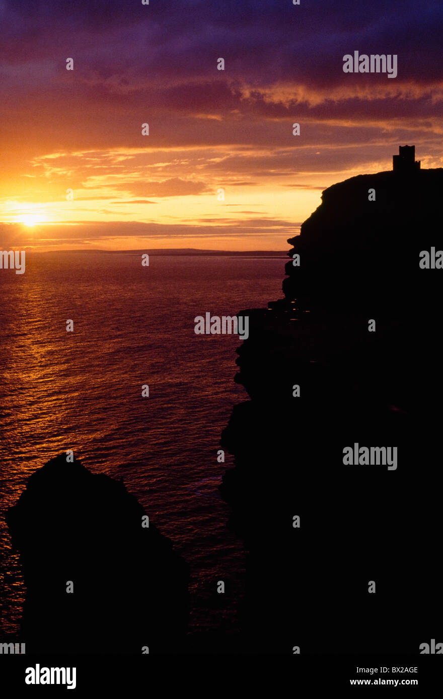 The Cliffs Of Moher,Co Clare,Ireland;Sea Cliffs At Sunset Stock Photo ...