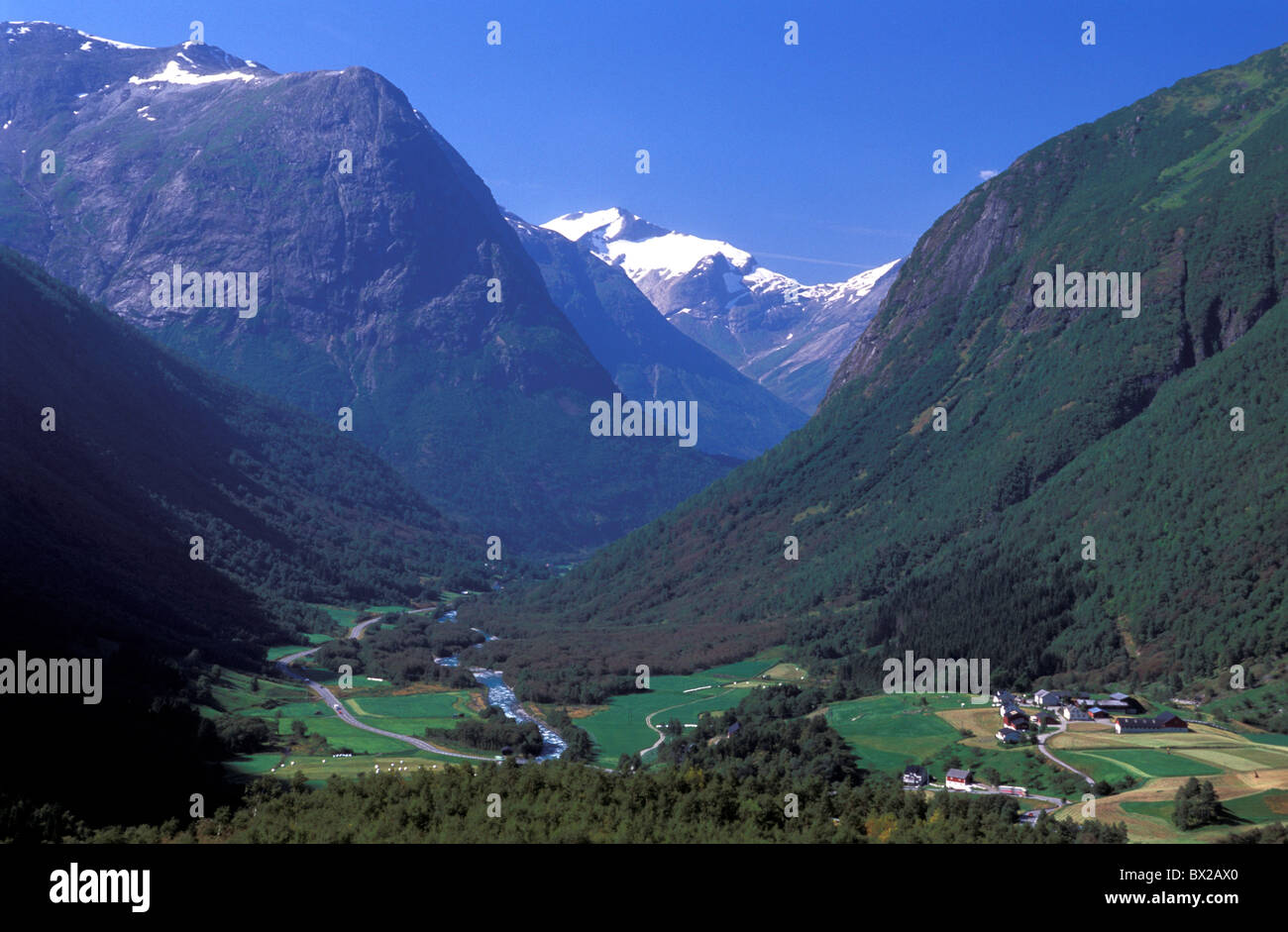Norway Europe Hjelle valley Europe landscape forest mountains Stock ...