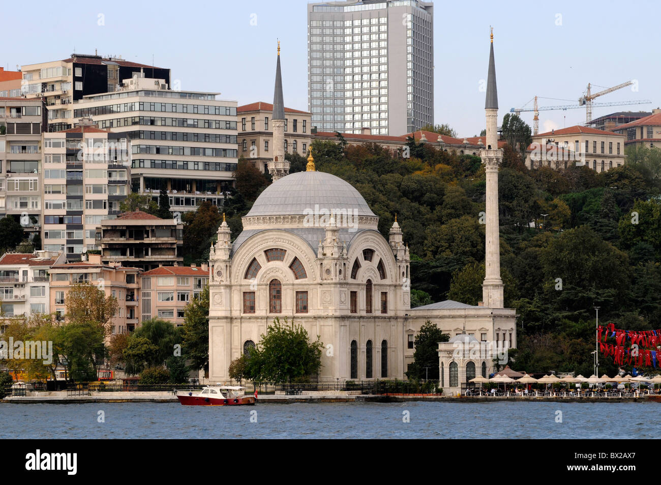 Dolmabahce Mosque, viewed from the Bosphorus, Istanbul, Turkey Stock ...