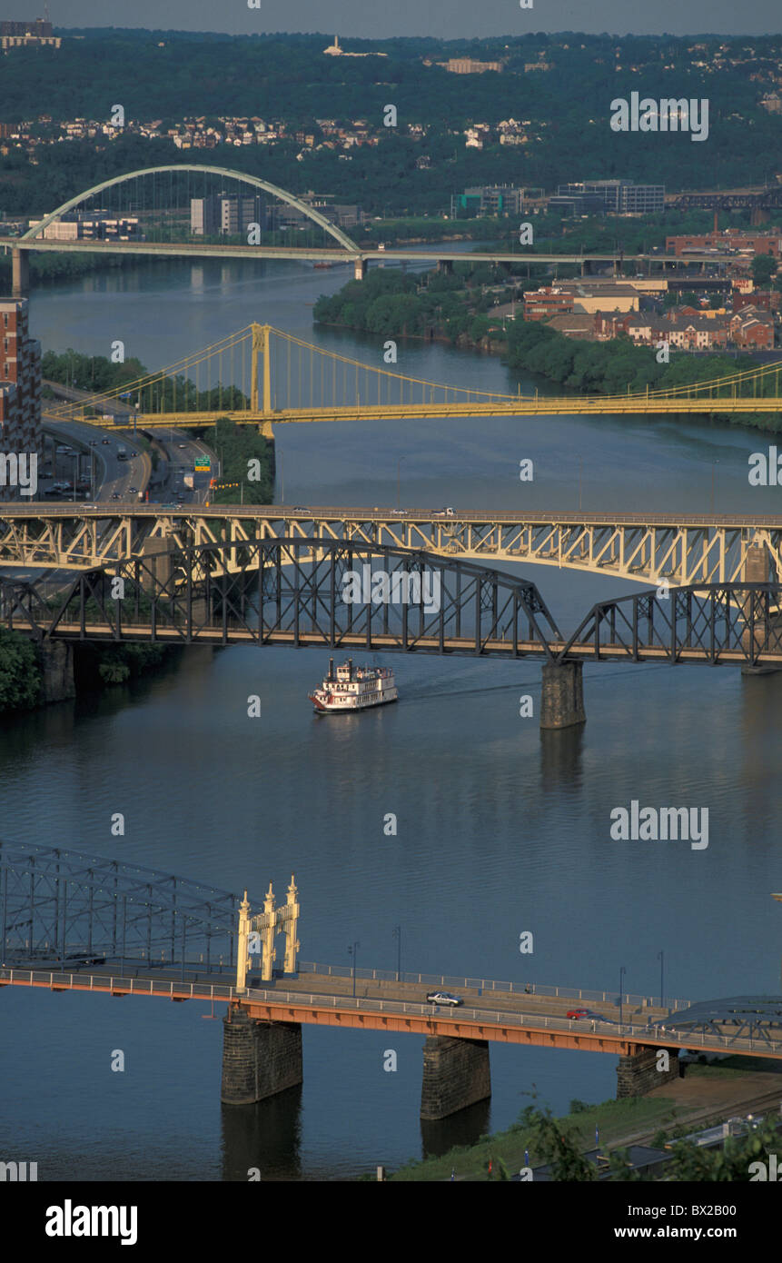 Allegheny River Bridges town city bridges river flow Pittsburgh ...