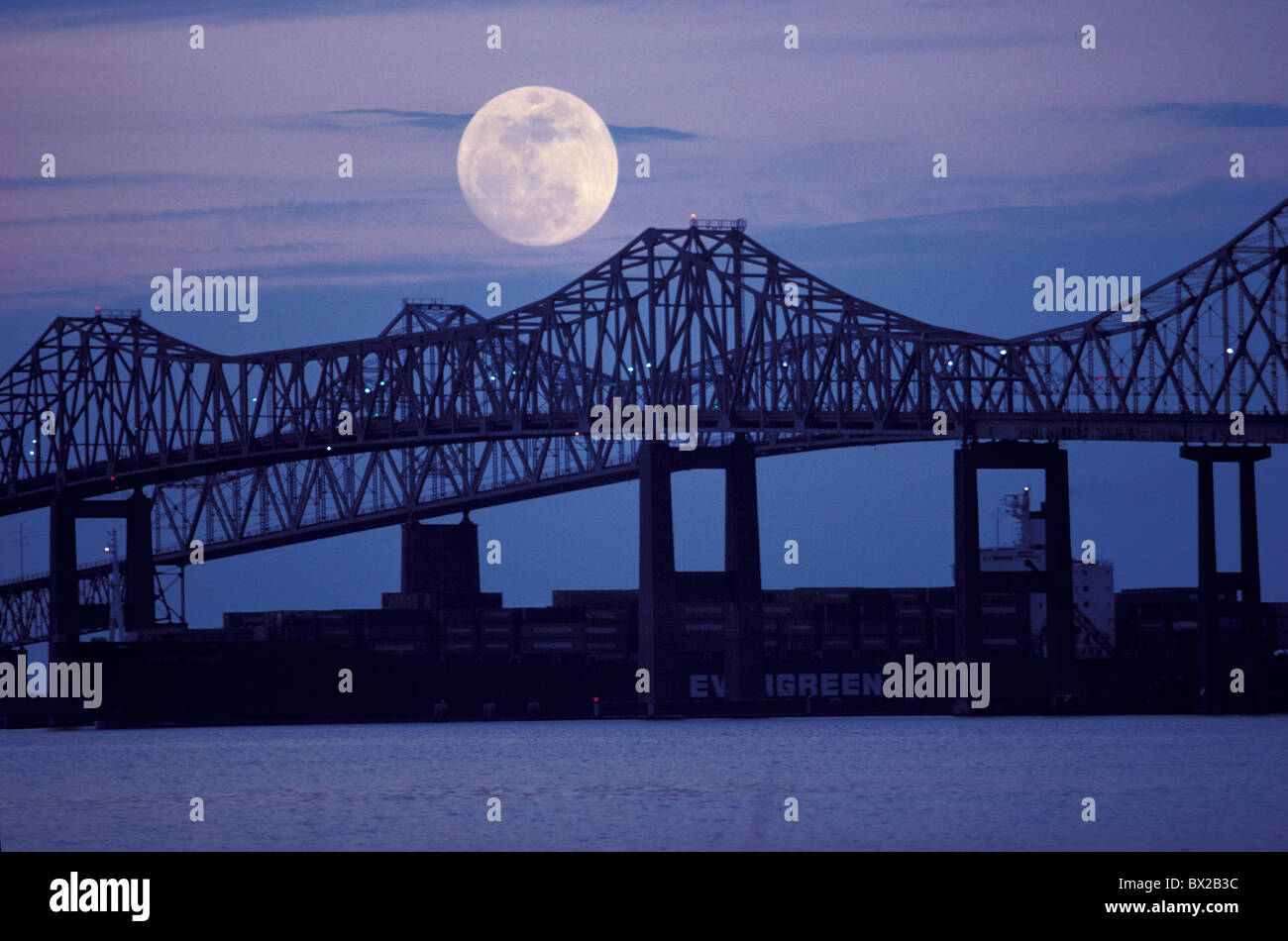 America Charleston Full moon Cooper River Bridge South Carolina United ...