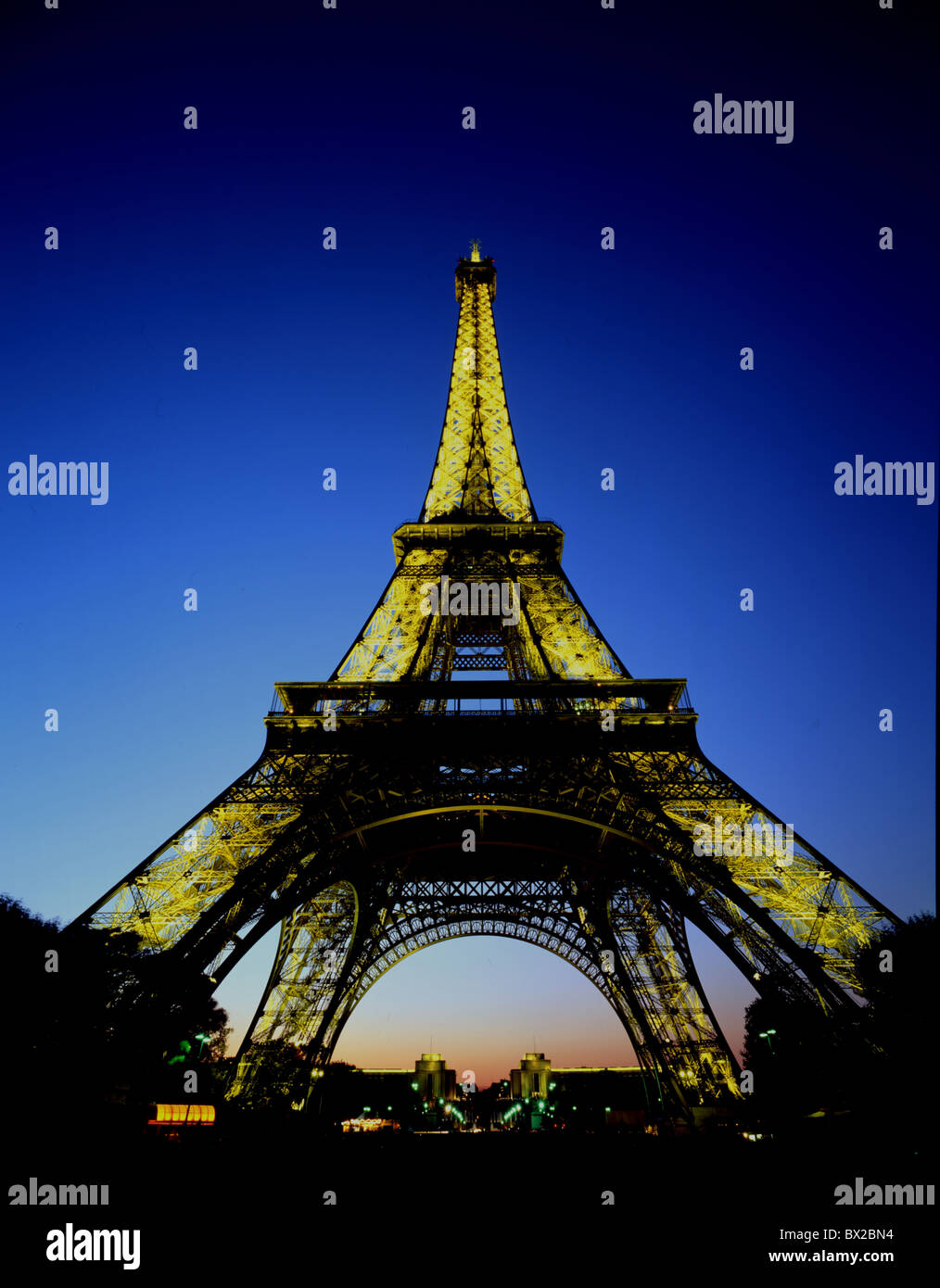 At night Eiffel Tower France Europe illuminated Night Oversee ...