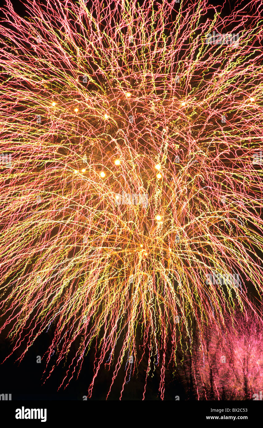 Fireworks Vertical colorful colors Stock Photo - Alamy