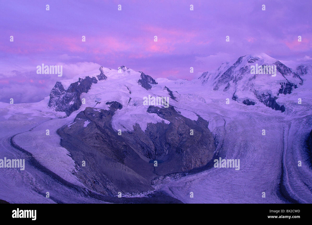 Alpine Border glacier Cliff Dufourspitze Dusk Evening Glacier Glaciers ...