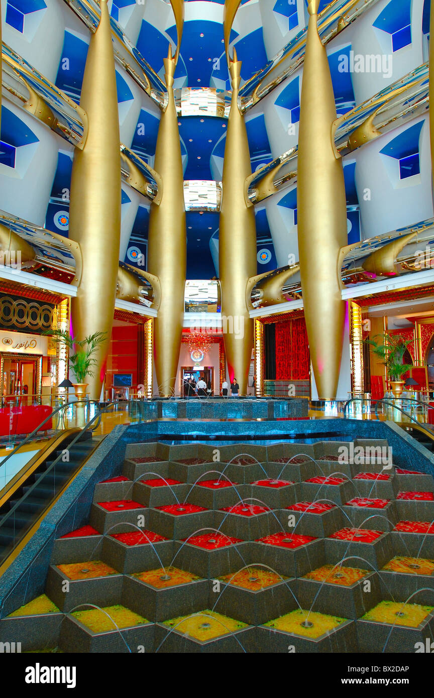 Burj al Arab hotel lobby inside luxury columns architecture skyscraper ...