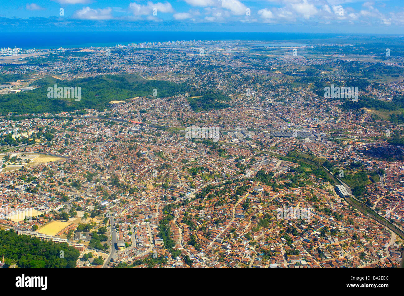 scenery aerial photo aerial view coast sea town city Recife Pernambuco ...