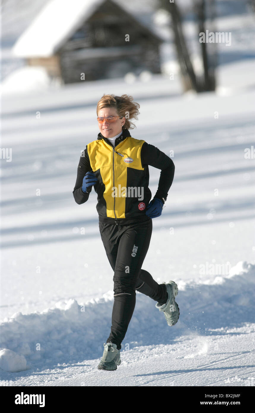jogging model released mountains running snow sports Alps winter winter ...