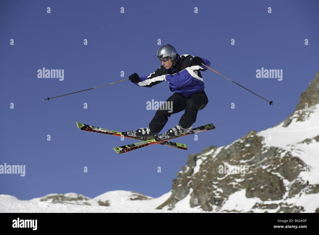 action Carving jump man model released mountains runway ski skiing snow ...