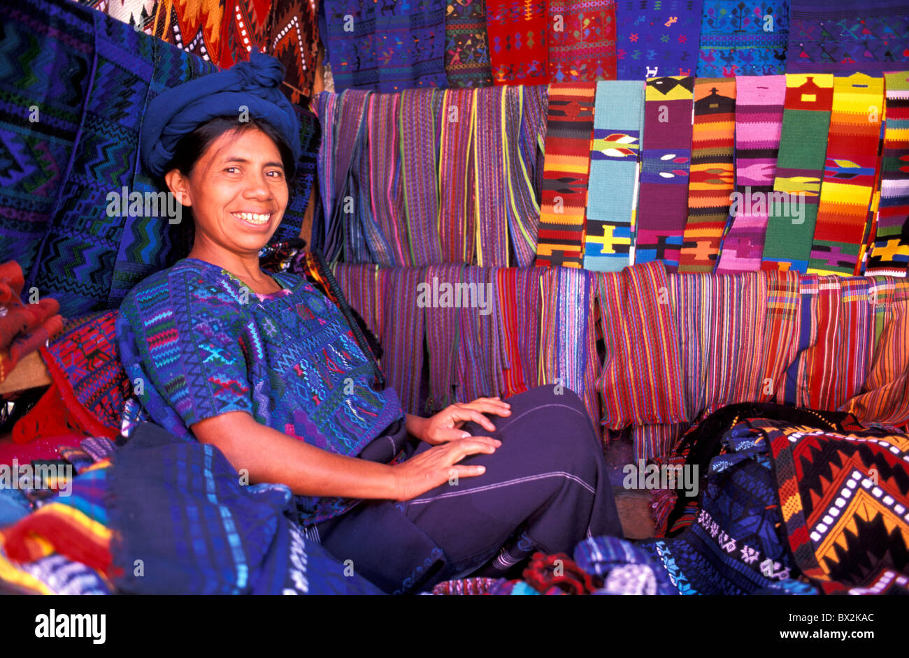 Woman Maya Indian Textile Shop Panajachel Guatemala Central America ...