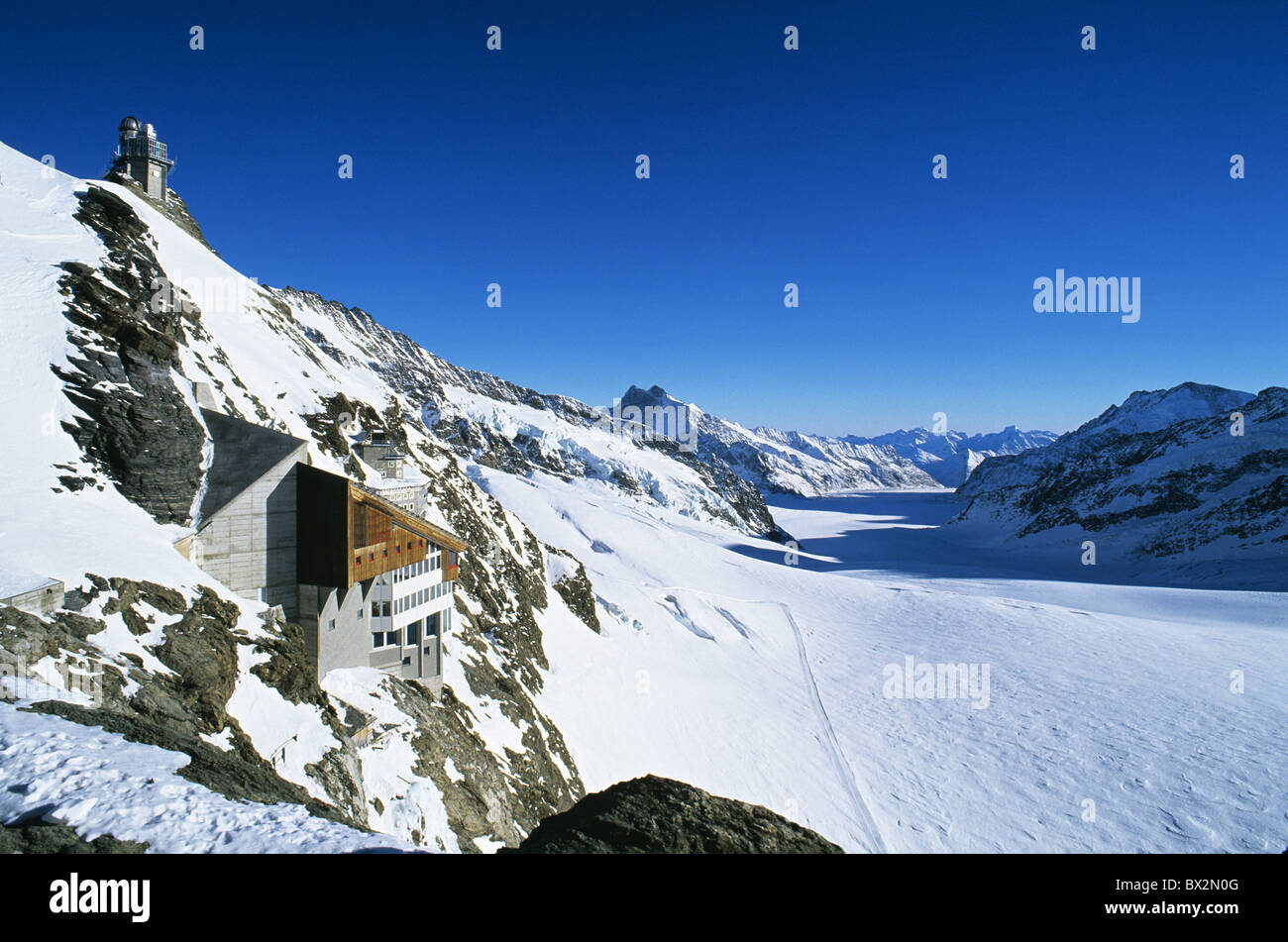 Bern Berne Canton Valais glacier mountains scenery landscape station ...