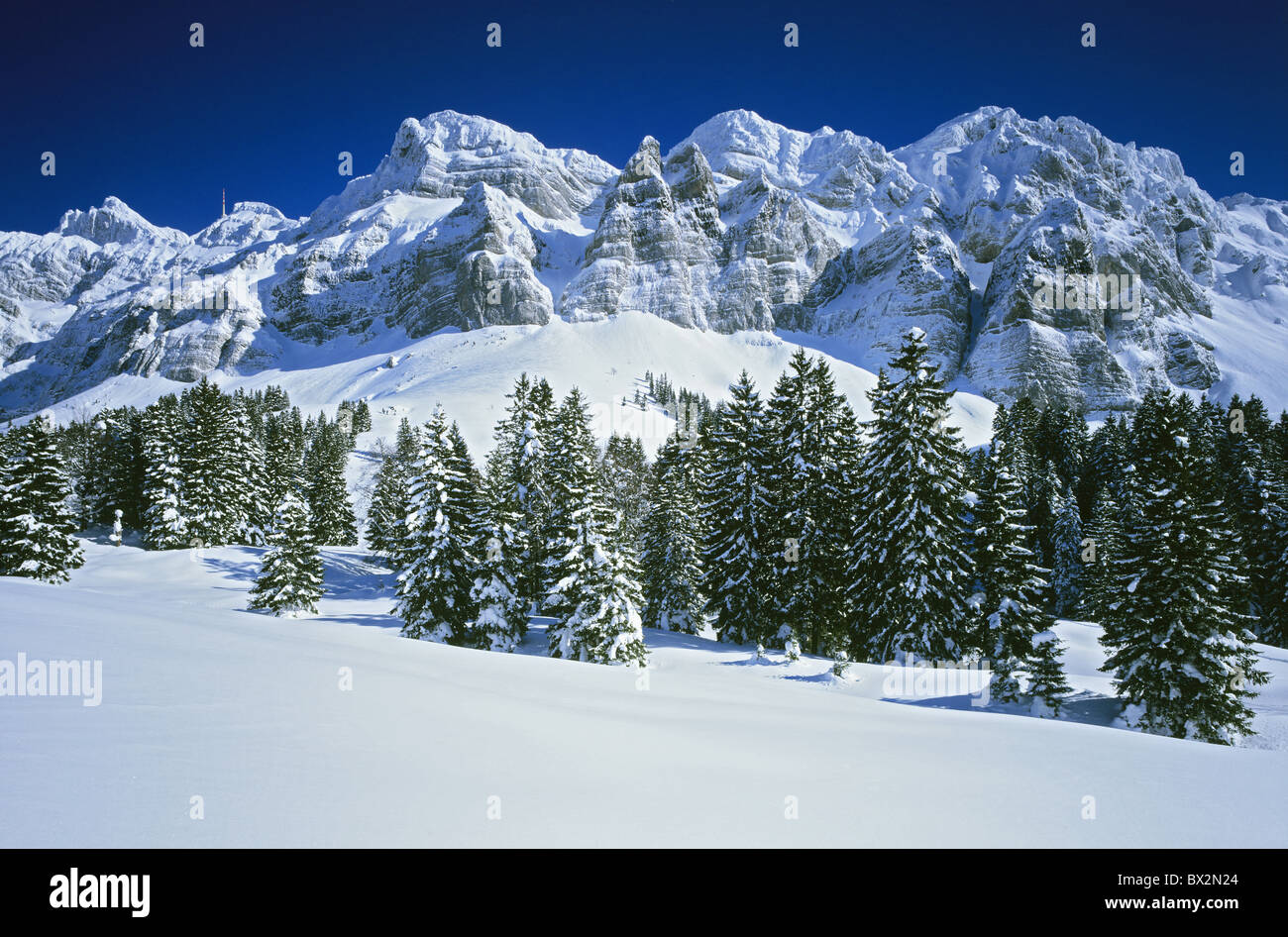 Alpstein Appenzell mountains Santis scenery landscape Schwagalp snow ...