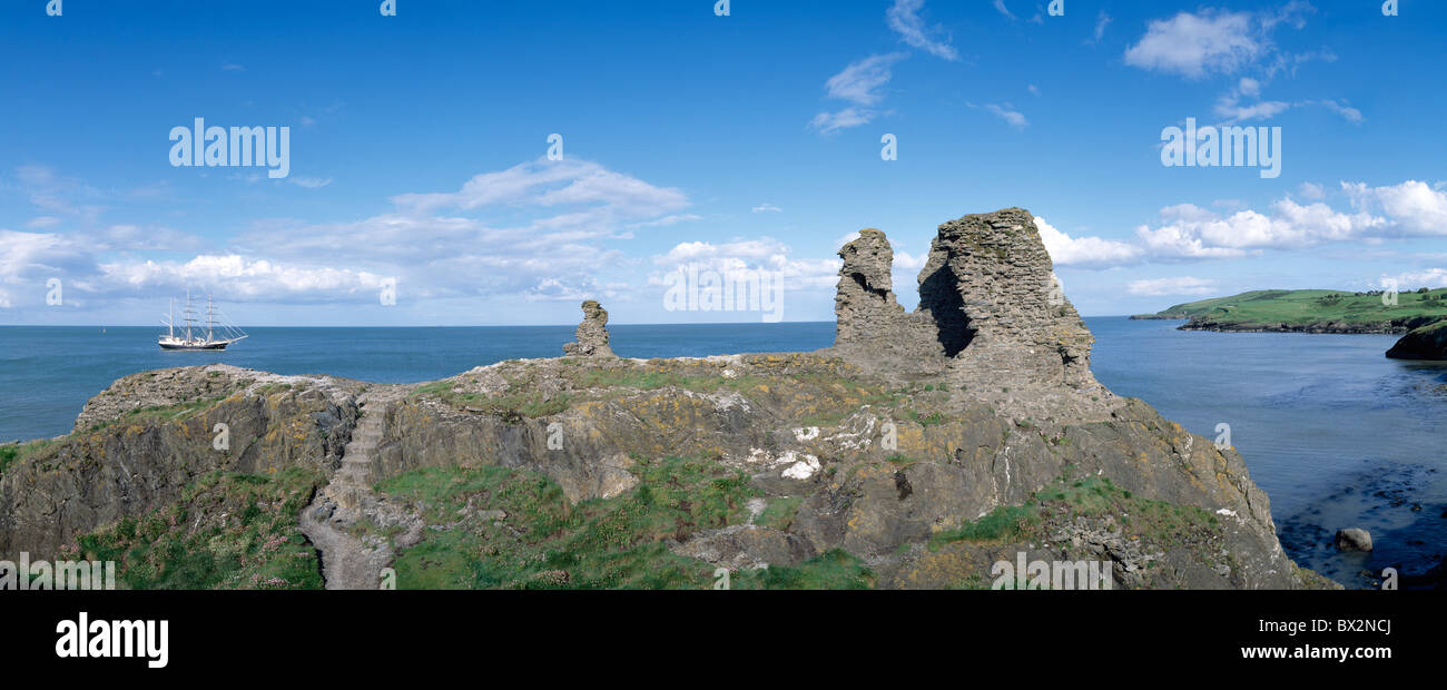 Tall Ship Off Black Castle, Wicklow Head, Co Wicklow, Ireland Stock ...