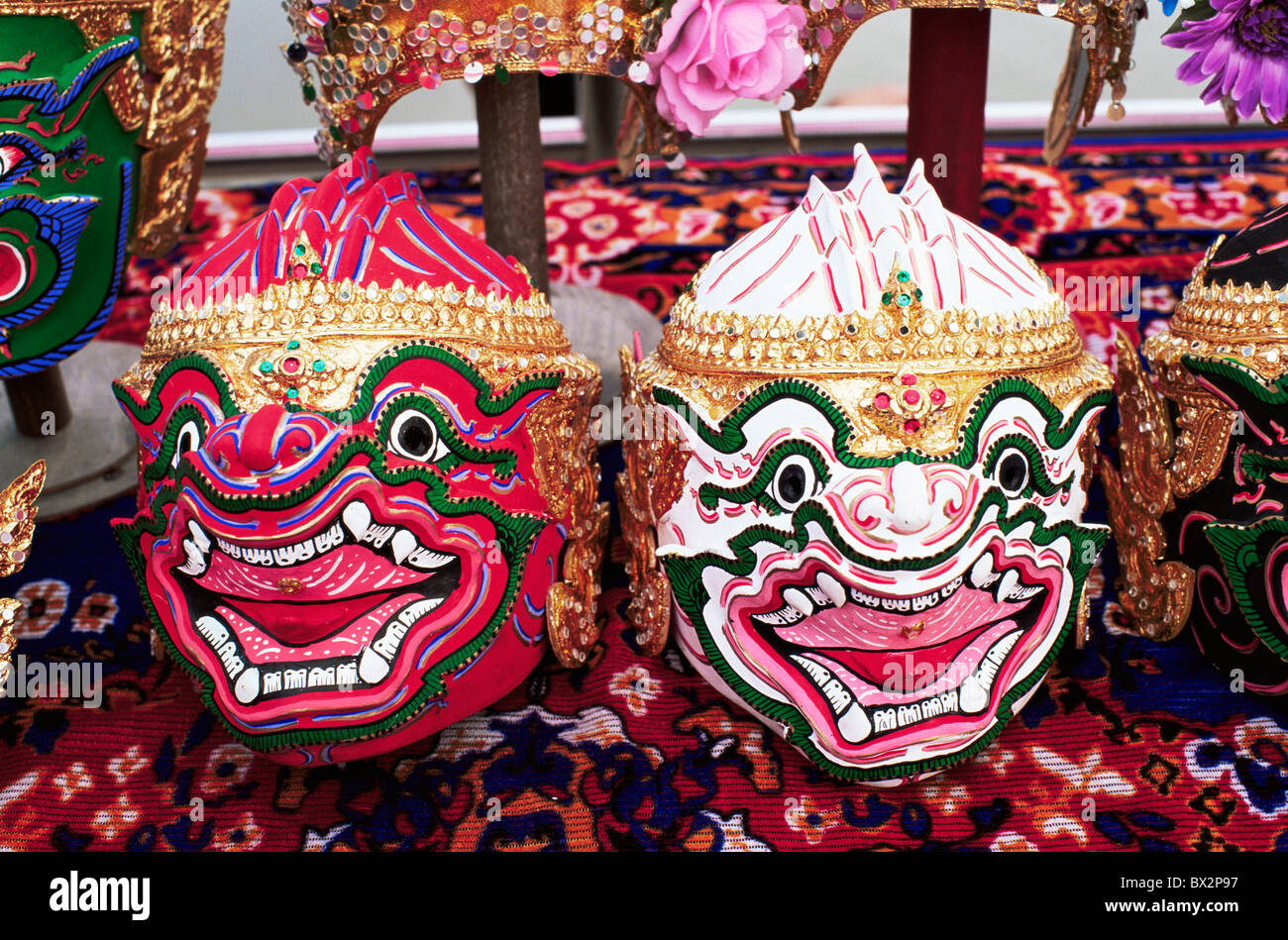 Asia Thailand Khon Dance Masks Khon Masks Khon Dance Traditional ...