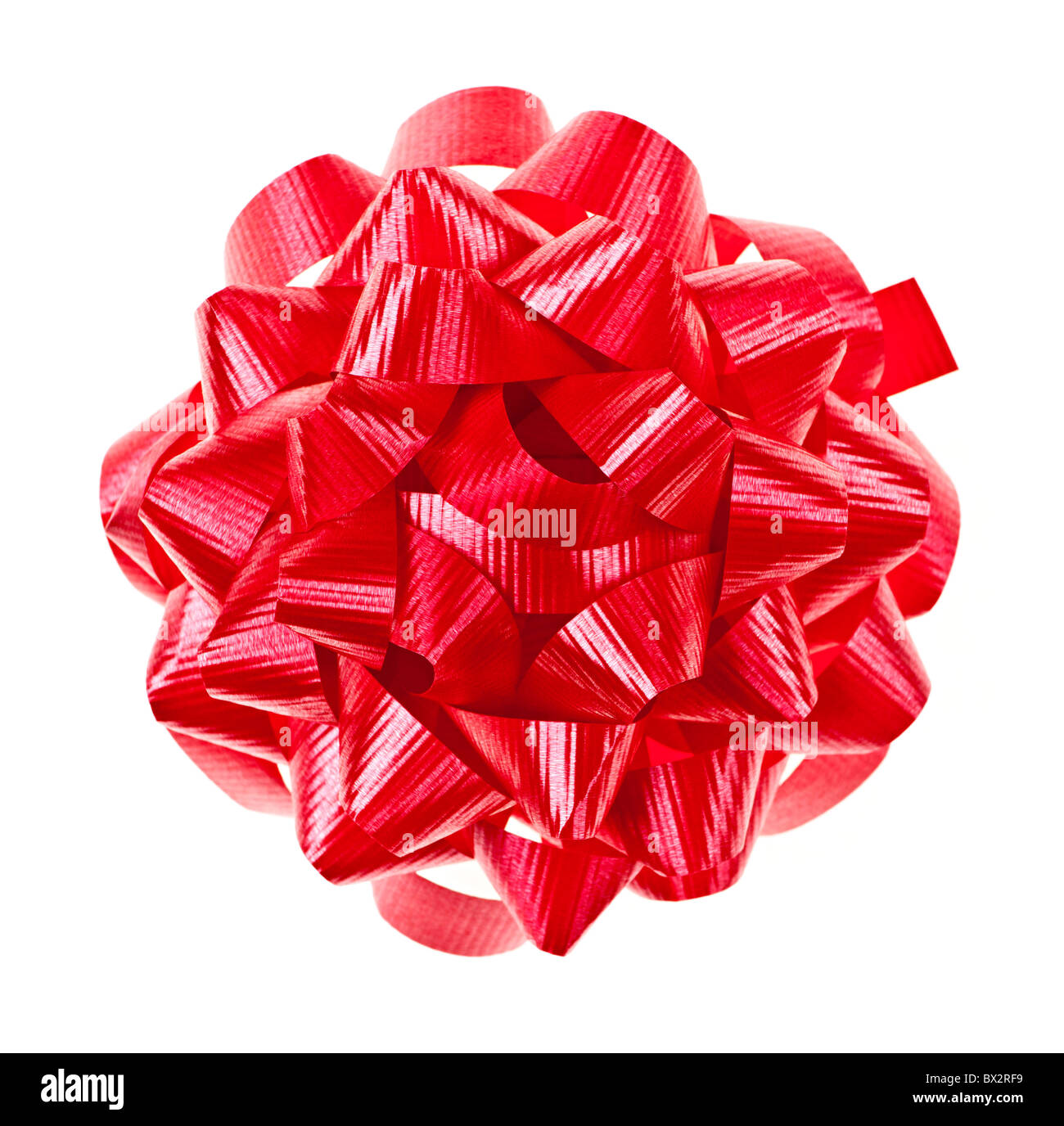 Red Christmas gift bow of ribbon isolated on white background Stock ...