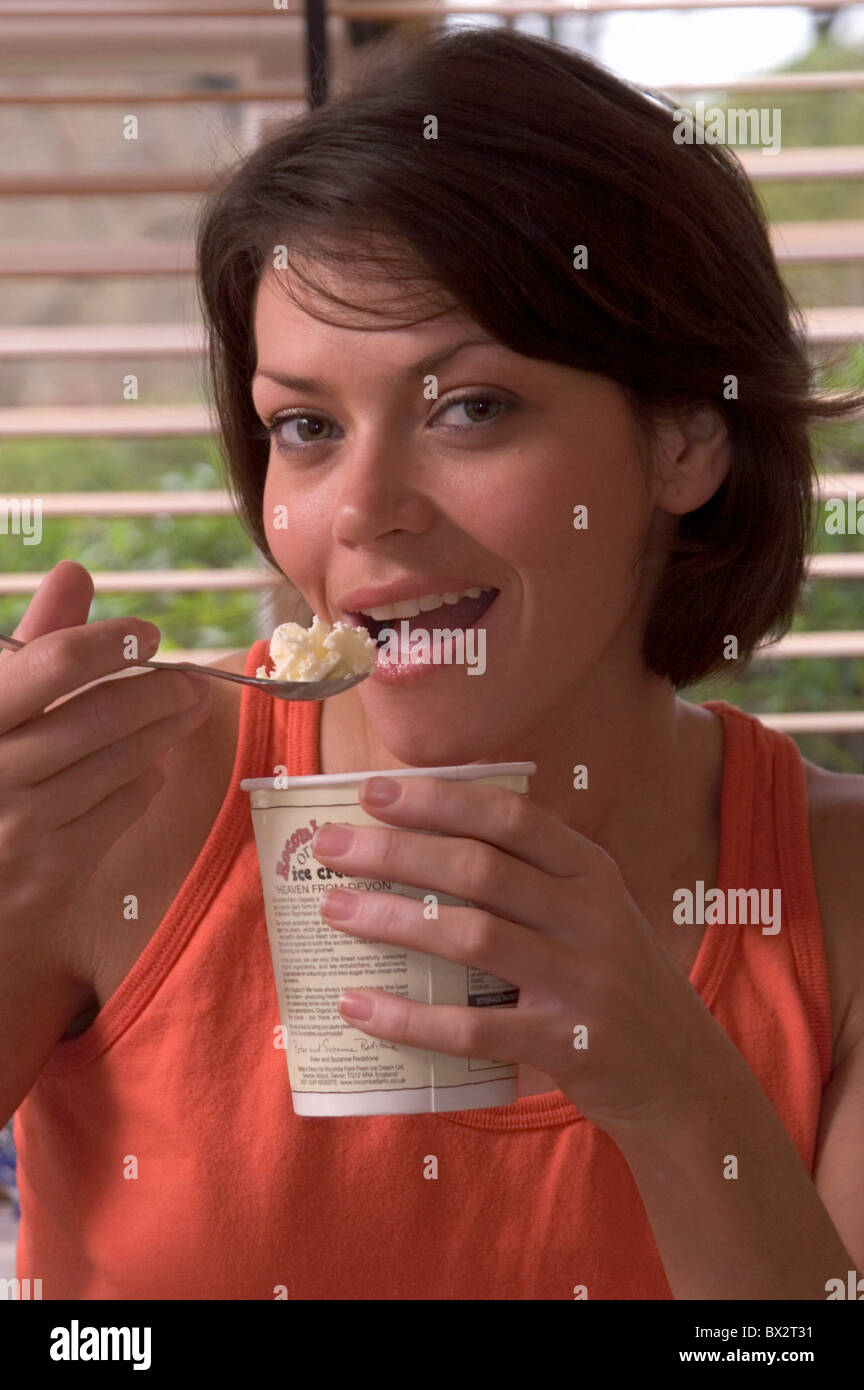 woman portrait inside ice cream sweets dessert gormandizing calories ...