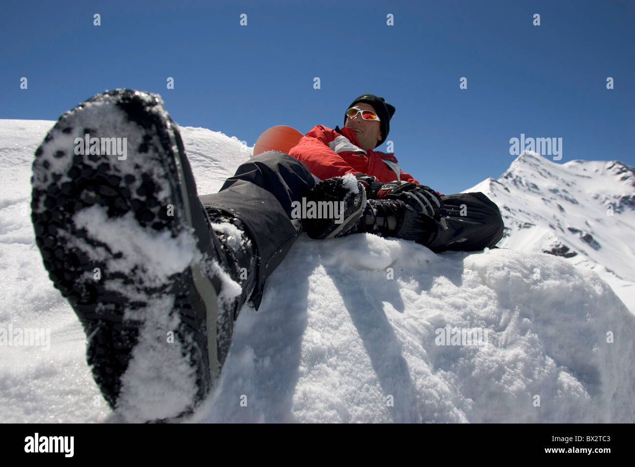 Alps no exclusivity possible Man model released mountains recumbent lie ...