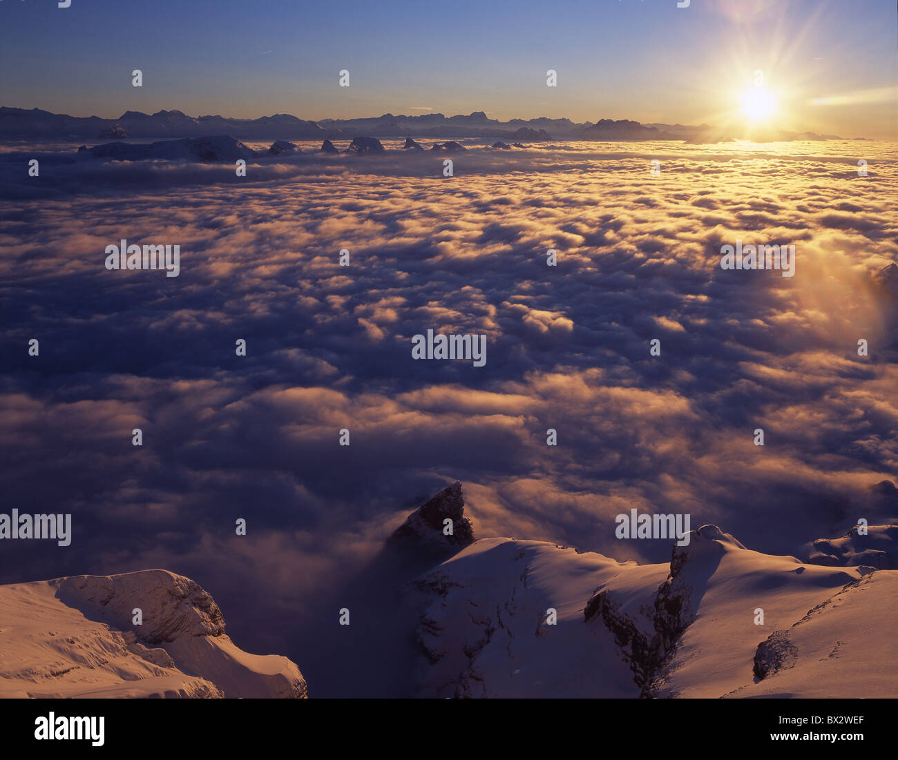 scenery landscape sundown dusk twilight mood View from Santis Alpstein ...