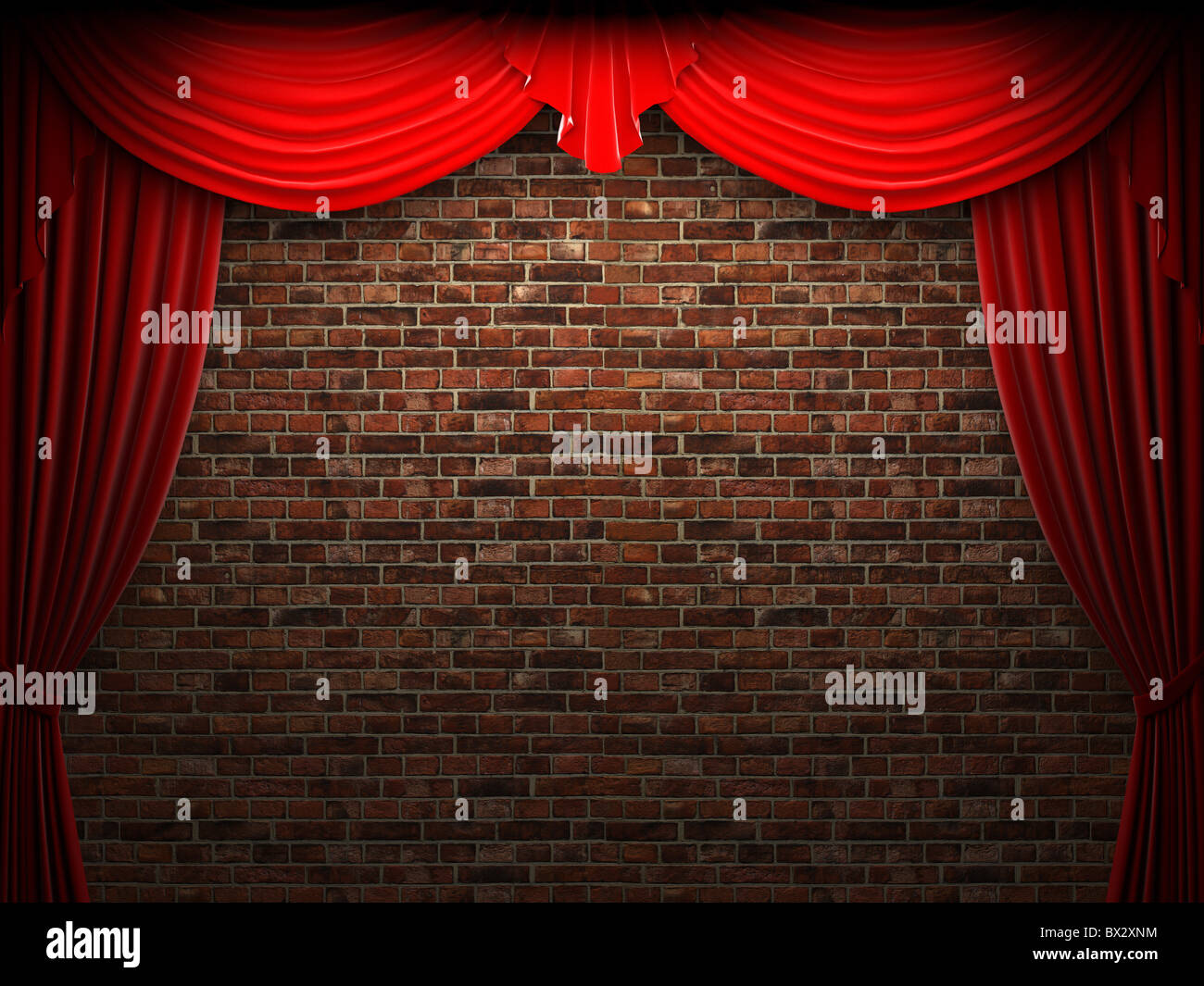 Red velvet curtain opening scene Stock Photo - Alamy