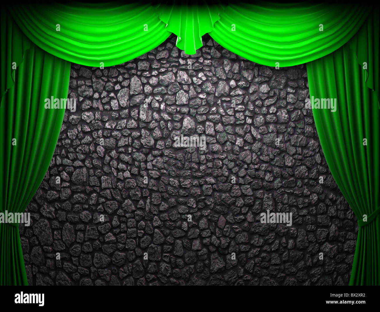 green velvet curtain opening scene Stock Photo - Alamy