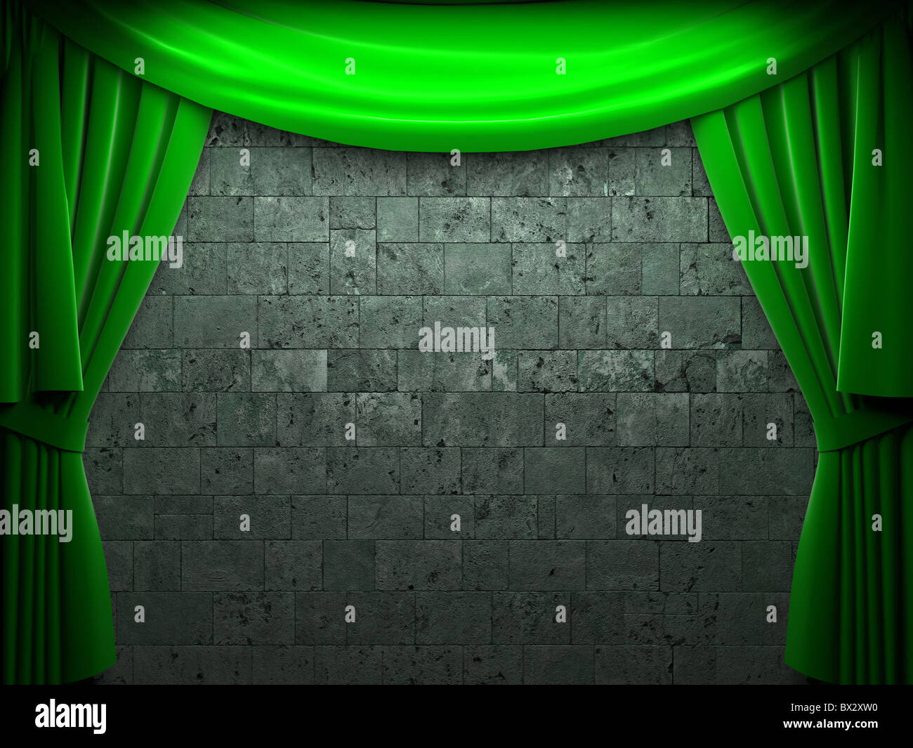 green velvet curtain opening scene Stock Photo - Alamy