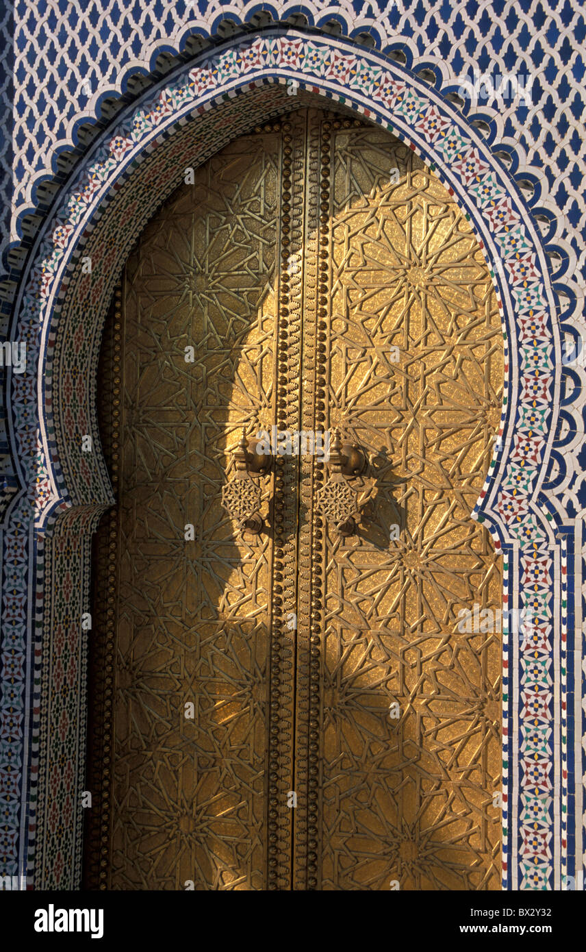 Africa Fes Gate Morocco North Africa Royal Palace Entrance golden Stock ...
