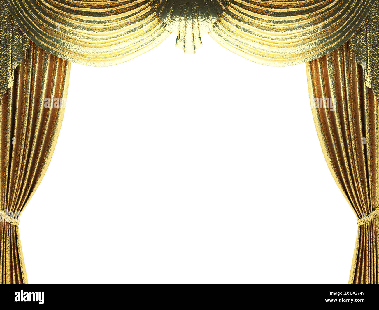 Golden velvet curtain opening scene Stock Photo - Alamy
