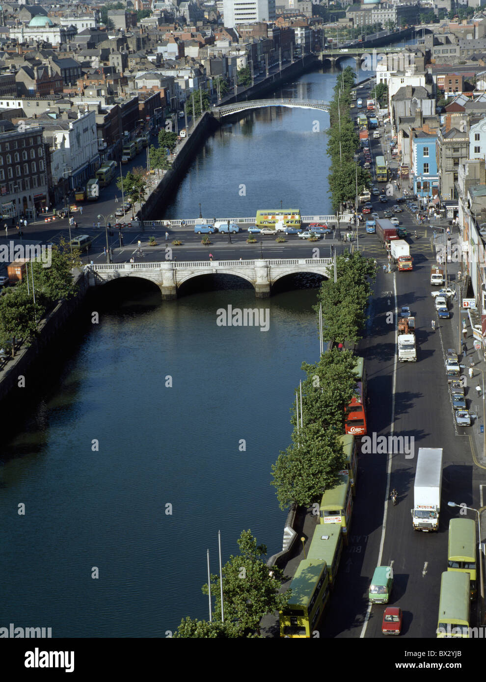 Aerial View Of The River Liffey, Dublin City, County Dublin, Ireland ...