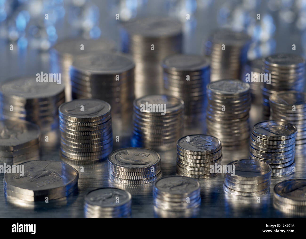 Stacks Of Irish Coins Stock Photo - Alamy