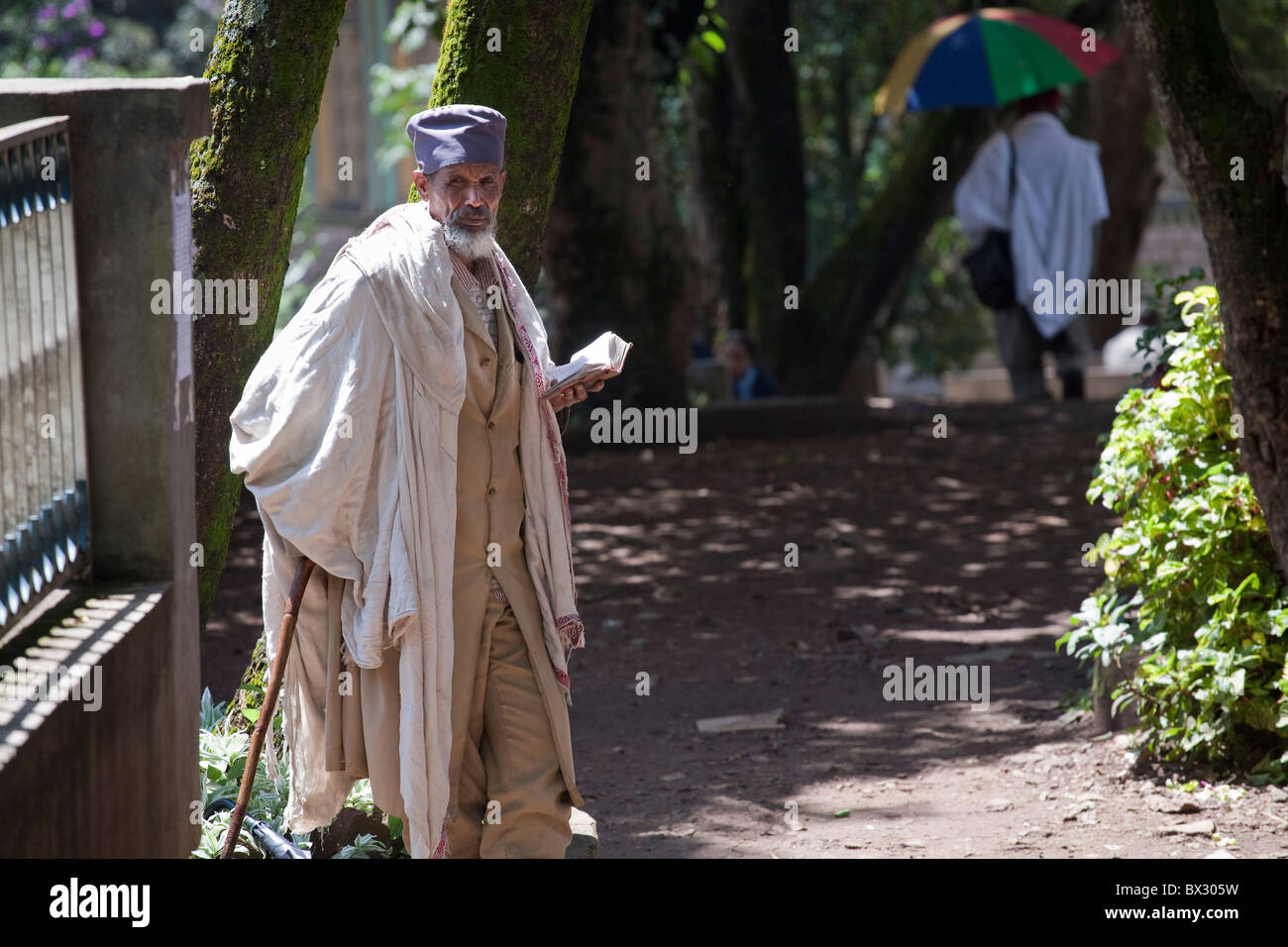 Priest in prayer outside a church in Addis Ababa, Ethiopia Stock Photo ...