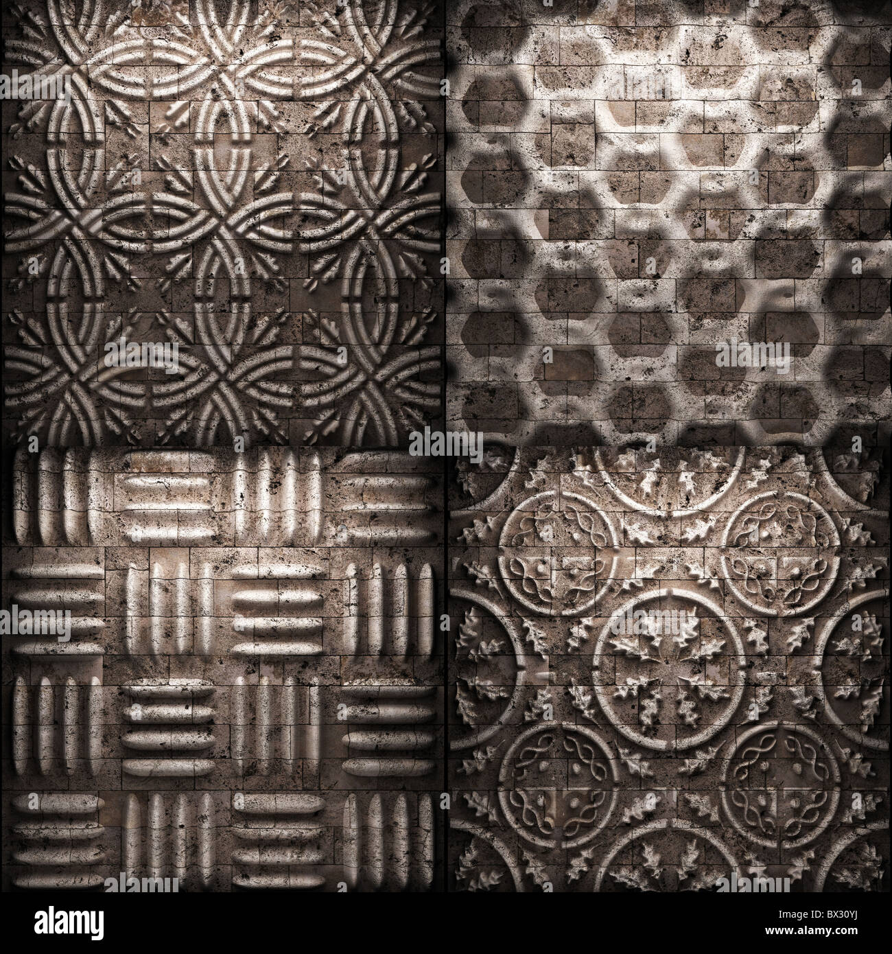 Retro stone ornament Stock Photo - Alamy