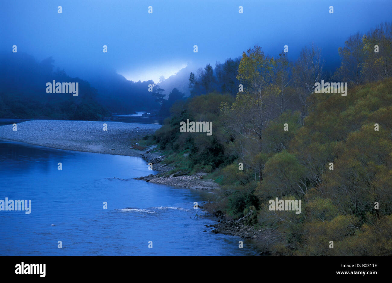 Lower Buller River Gorge River South Island fog river landscape near ...