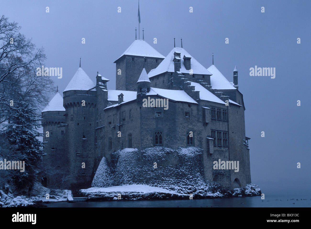 Chillon castle winter hi-res stock photography and images - Alamy