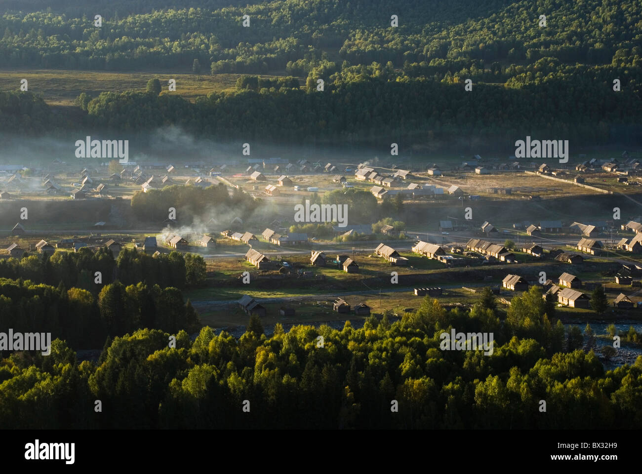 Morning scene at Hemu, Northern Xinjiang, China Stock Photo - Alamy