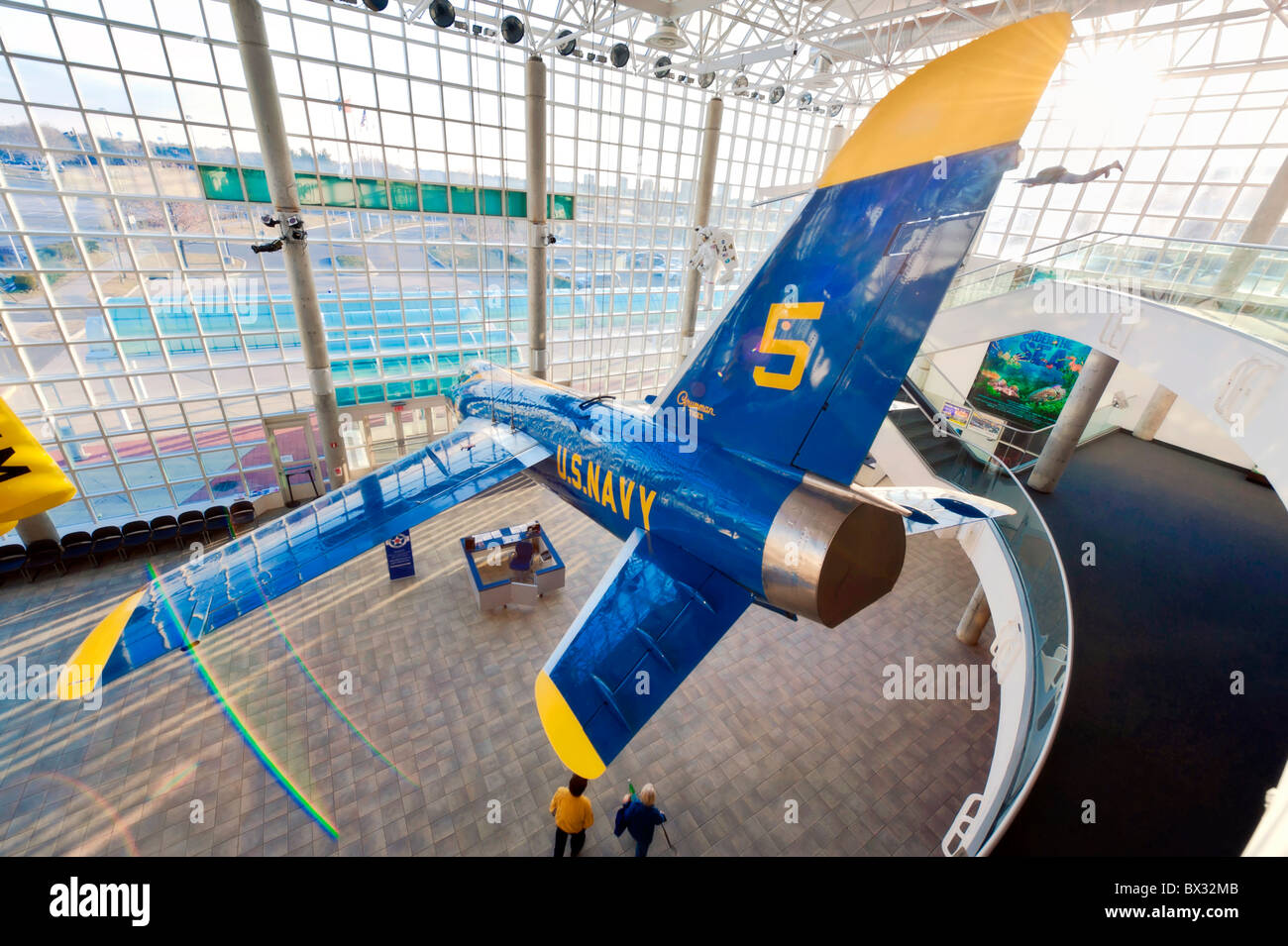 Grumman F11 Tiger jet F-11 seen from above, atrium indoor Cradle of ...