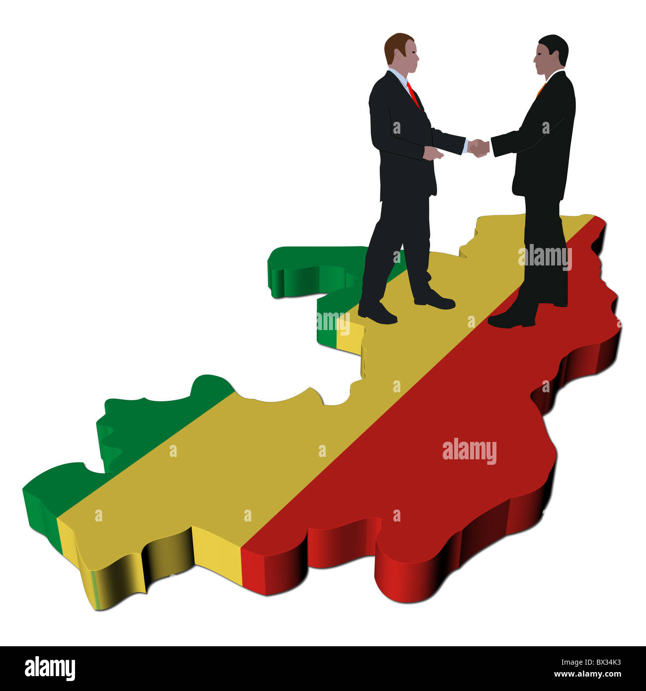 Business people shaking hands on Republic of Congo map flag ...