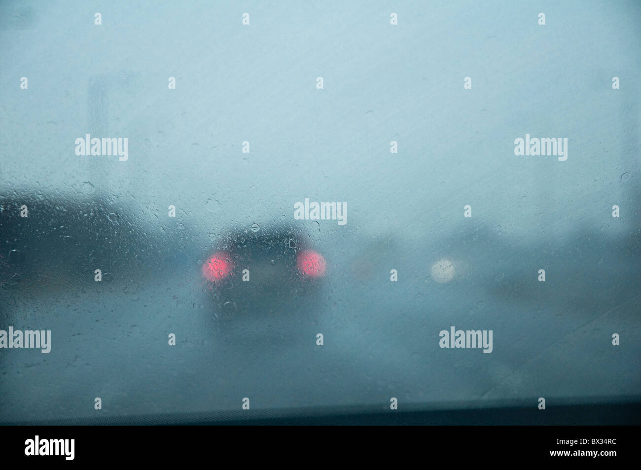 Poor Visibility - drivers view of the motorway/road ahead through ...