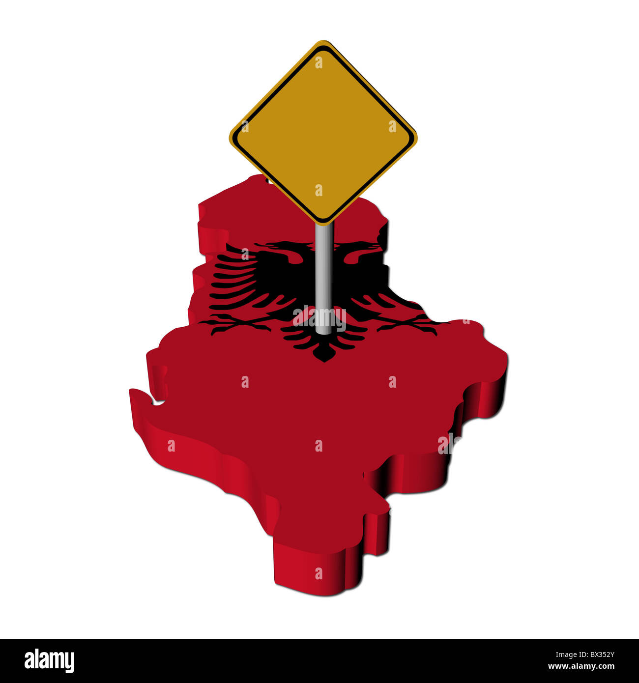 warning sign on Albania map flag illustration Stock Photo - Alamy