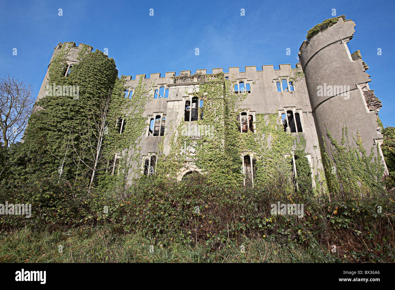 Ruperra Castle, a derelict Castle, near Caerphilly, south Stock Photo ...