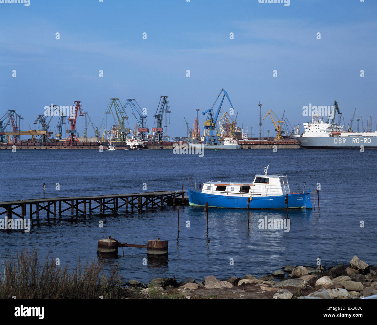Rostock harbor port seaport container harbor freight harbor crane Boat ...