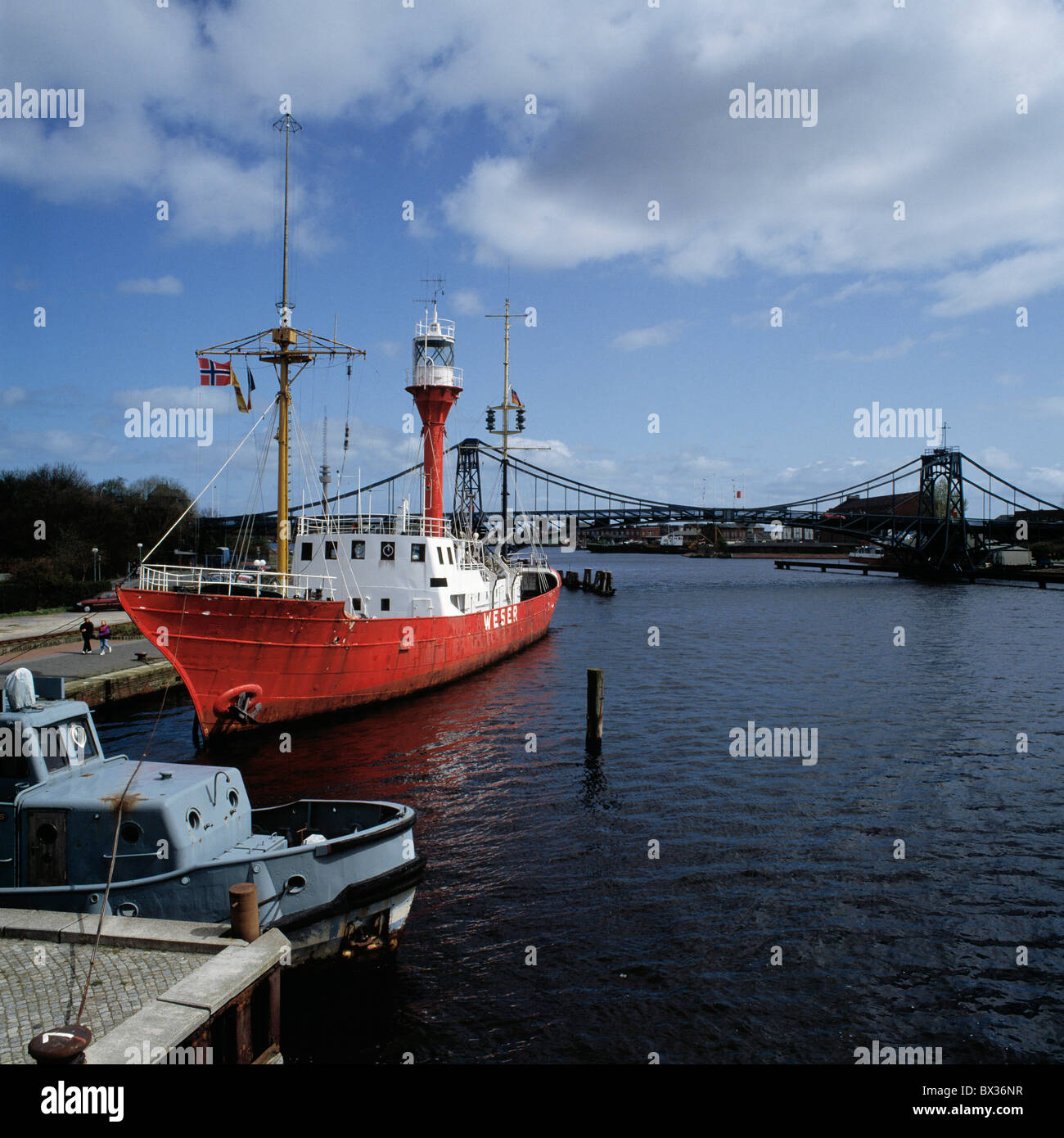harbor port Weser-fire ship Norderney museum ship jetty emperor Wilhelm ...
