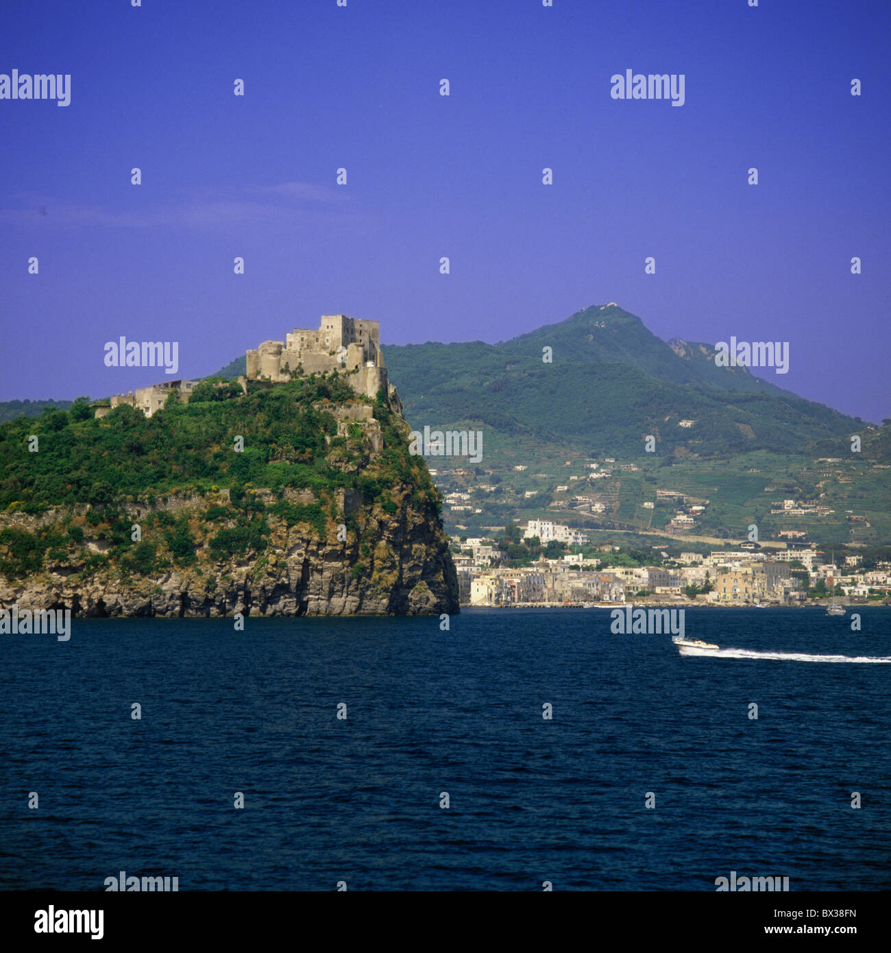 Ischia Castello Aragonese fortress coast sea Mediterranean Sea Italy ...