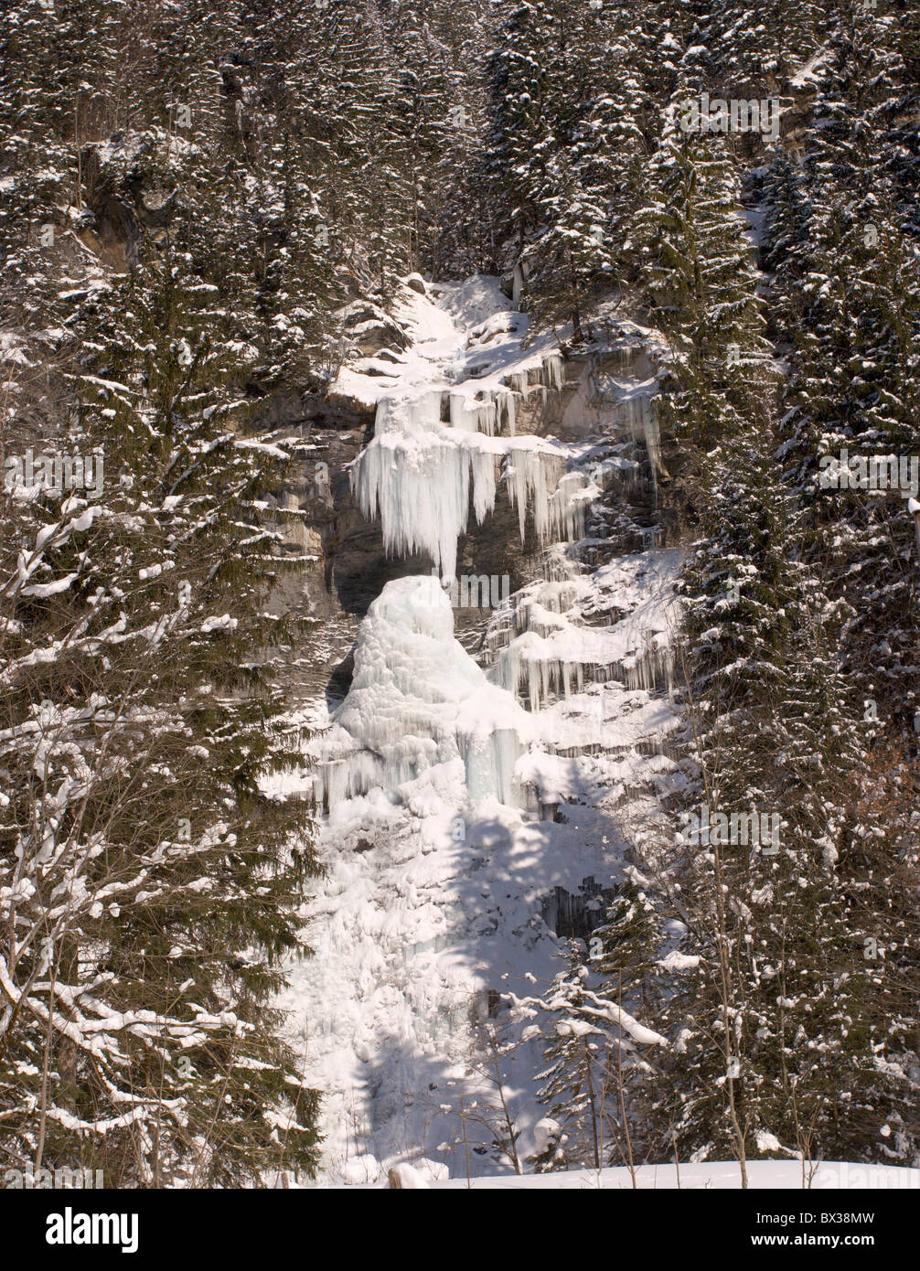 winter waterfall frozen iced icy ice wood nature snow scenery landscape ...